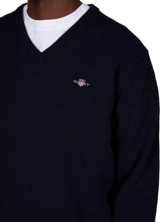 GANT Pull droit &agrave; col V en laine m&eacute;rinos