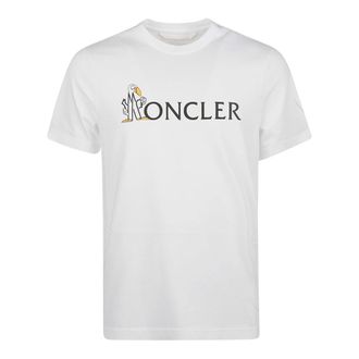 Moncler Homme, Tops, Blanc, Taille: XL T-shirt &agrave; logo