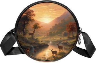 Generic Petit sac &agrave; bandouli&egrave;re Circle pour femme, petit sac &agrave; bandouli&egrave;re avec fermeture &eacute;clair, bretelles r&eacute;glables, sac &agrave; main rond d&eacute;contract&eacute; pour femmes