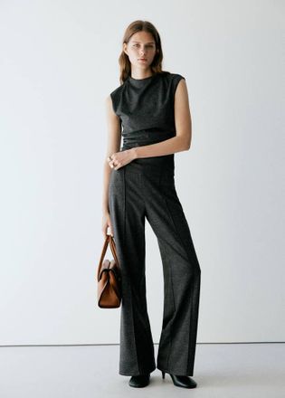 Mango Bedrucktes Top mit drapierten Details schwarz - Damen - XS - MANGO