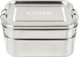 Schramm Doppel-Brotdose aus Edelstahl w&auml;hlbar 1340 oder 1960ml Lunchbox mit F&auml;chern inkl. 2 St&uuml;ck Trennw&auml;nden Metalldose mit Schnapverschluss, Gr&ouml;&szlig;e:1340 ml