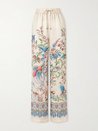 Etro Pantalon Large En Serge Satinée Imprimée - Blanc