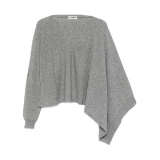 Jil Sander Femme, Pulls, Gris, Taille: 40 FR Pull ras du cou avec drap&eacute;