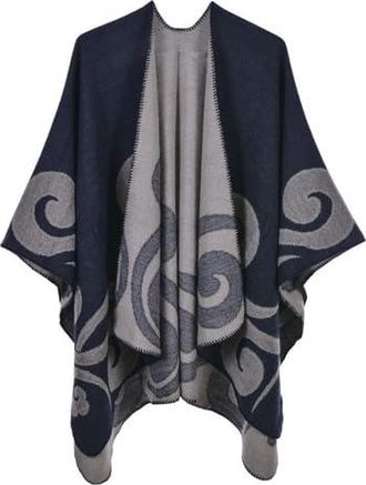 Generic Poncho Femme Hiver Chaud Chale Femme Hiver Chaud Cape Femme Effet enveloppant Ch&acirc;le Oversize Manches Chauve-Souris Look Tendance Automne-Hiver