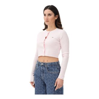 Tommy Jeans Femme, Pulls, Rose, Taille: 38 FR Short Cardigan
