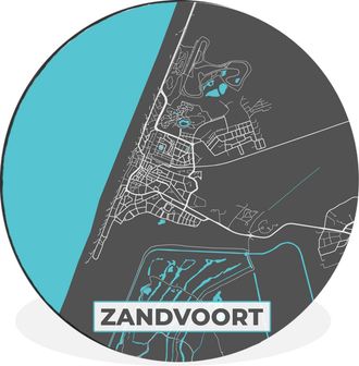 MuchoWow Wandbild Rund Wanddeko Deko Wohnzimmer Bilder 30x30 cm Karte - Zandvoort - Stadtplan