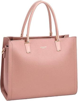 David Jones Paris - Sac Cabas Port&eacute; main Femme Ville - Sac &agrave; main Similicuir Taille Grande - 3 Compartiments - Chic El&eacute;gant Pratique (Pink)