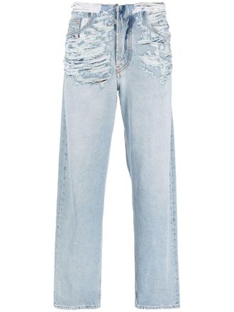 Diesel Gerade Jeans im Distressed-Look - Blau