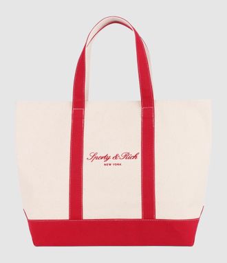 Sporty & Rich Tote Bag Signature Ny Logo Natural Ruby
