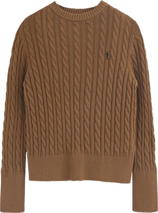 Polo Club Pullover camel meliert mit Rundhalskragen aus Wollgemisch mit gesticktem Rigby Go-Logo