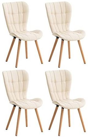 Clp Lot De 4 Chaises De Salle A Manger Design Elda Similicuir I Style Scandinave avec Coutures Décoratives I Dossier Haut Et Piétement en Bois, Couleur:cr