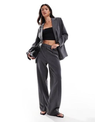 Vero Moda Elegante Hose in meliertem Dunkelgrau mit weitem Bein, Kombiteil