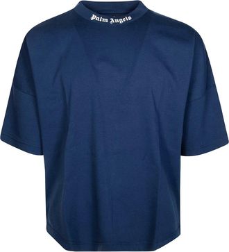 Palm Angels Homme, Tops, Bleu, Taille: L Classic Logo Over Tee