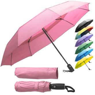 Zeno Regenschirm Taschenschirm Kompakt - Automatik Windfest Klein, Faltbarer Reise-Regenschirm f&uuml;r Damen & Herren, Stabil mit 9 Fiberglas-Rippen, Wasserabw