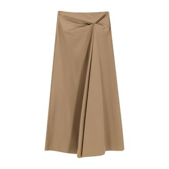 Max Mara Femme, Jupes, Beige, Taille: 40 FR Cotton Satin Skirt