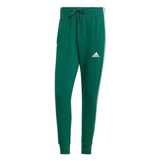 adidas Essentials French Terry Tapered Cuff 3-Stripes Pants Joggers, Collegiate Green, XL Mens