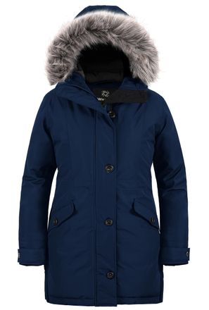 Wantdo Damen Winterjacke &Uuml;bergr&ouml;&szlig;e Warme Parka Outdoor Winddicht Damenmantel mit Abnehmbarer Fellkapuze f&uuml;r Casual Work Walking Blau 54-56