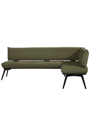CARRYHOME Eckbank, Olivgr&uuml;n, Schwarz, Textil, Metall, Holz, Buche, massiv, Eckteil, 195x165 cm, Stoffauswahl, Esszimmer, B&auml;nke, Eckb&auml;nke