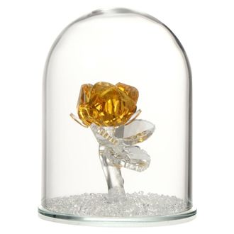 Artibetter Kristall Ornament in Glasdom Ewige Gelbe Rosenbl&uuml;te Dekorative Blumenskulptur f&uuml;r Zuhause Langlebiger Rosenstrau&szlig; als Symbol Ewiger Liebe Stilvolles G
