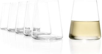 St&ouml;lzle Wei&szlig;weinbecher Power 6er-Set 380 ml - Moderne Weingl&auml;ser ohne Stiel f&uuml;r maximale Aromaentfaltung - Flache Wei&szlig;weingl&auml;ser aus Kristallglas - Sp&uuml;lmaschi