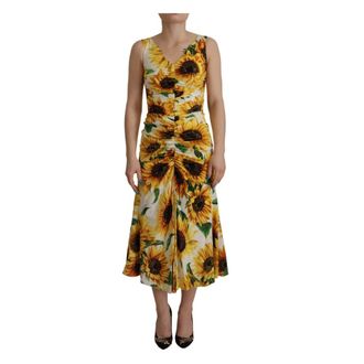 Dolce & Gabbana Femme, Robes, Multicolore, Taille: 32 FR Robe Midi Moulante Imprimée Florale