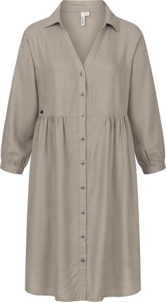 Ragwear Damen Sommerkleid leichtes Leinenkleid kurz mit 3/4-Ärmeln Almu YOUMODO Dusty Olive Gr. XL