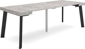 Skraut Home | Ausziehbarertisch | Multifunktionaler ausziehbarer | 220 | Für 10 Gäste | Hölzerne Beine | Moderner Stil | Zement