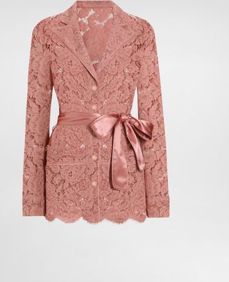 Dolce & Gabbana Pyjamabluse Aus Floraler Kordelspitze Mit Dg-logo - Frau Blusen Und Tops Rosa 44