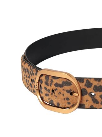 Pinko Leopard Print Calf Leather Belt - Brown