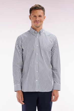Eden Park Chemise En Coton Ray&eacute;e Bleue Coupe Droite