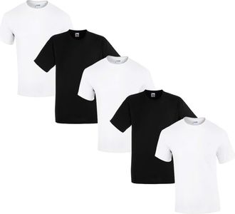 Gildan 5 Stück Heavy Cotton T-Shirt Herren Shirt S - 3XL Schwarz Weiß (4XL, 3Weiss/2Schwarz)