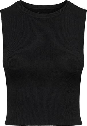 Only Damen Geripptes Cropped Top Kurzes T-Shirt Rundhals Oberteil Ärmellos ONLMAJLI