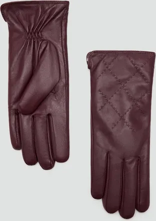 Mango Gants matelass&eacute;s en cuir bordeaux - Femme - S - MANGO