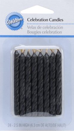 Wilton Geburtstagskerzen, Schwarz, 24 St&uuml;ck