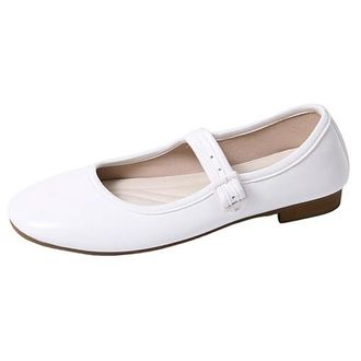 Generic Mary Jane Chaussures plates confortables et d&eacute;contract&eacute;es &agrave; enfiler avec sangle &agrave; boucle pour femme, blanc, 40.5 EU