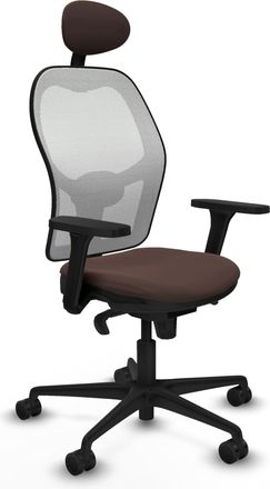 Piqueras y Crespo B&uuml;rostuhl mit 3D-Armen, h&ouml;henverstellbarer Lendenwirbelst&uuml;tze und festem Kopfteil, ausgestattet mit 5 Positionen und injiziertem Schaum. Wei&szlig;/Dunkelbr