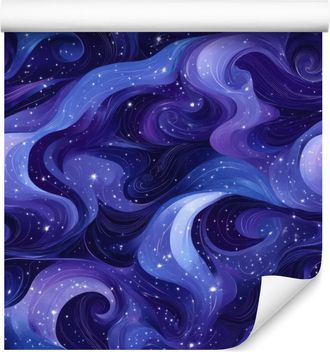 OEM Carta Da Parati Acquerello Galassia Blu, Blu Navy, Indaco E Violetto 50x1000 Cm