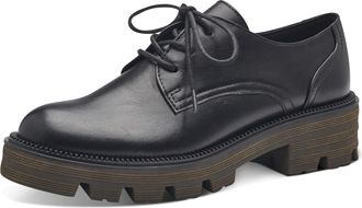 Marco Tozzi Damen Schnürschuhe aus Kunstleder Plateau, Schwarz (Black/Khaki), 38