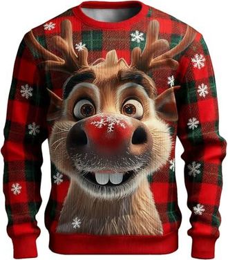 Generic Pull Moche De Noel Homme de 3D Rigolo Femme Pere Renne Dre Le Ugly Christmas Jumper Cerf Sweat Shirt