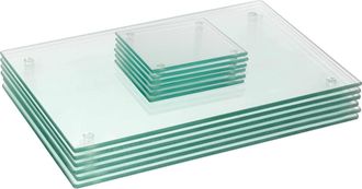 Harbour Housewares Glas -Tischematen & Untersetzer Set - 30cm X 20cm - Klar - 12pc