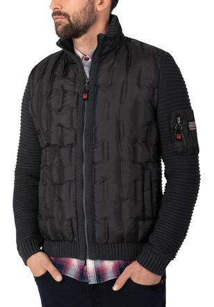 Timezone Herren Padded Knit Jacket, Black Melange, XXL