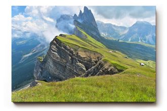Paul Sinus Art Sinus Art Wandbild 120x80cm Atemberaubende Berglandschaft mit dramatischen Felsformationen und saftigem Gr&uuml;n