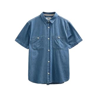 Anerkjendt Homme, Chemises, Bleu, Taille: L Aktheshirt Chemise Manches Courtes Chambray