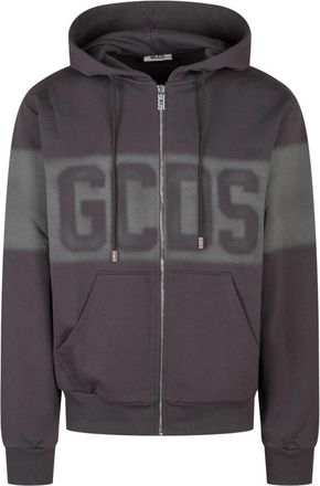 GCDS Logo Spray Zip Hoodie - - Sweatshirts & Hoodies - Herren - Grau - M