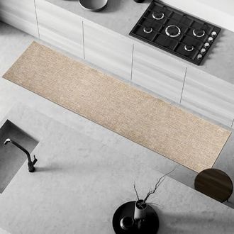 Comart Küchenteppich, rutschfeste Unterseite aus Gummi, leicht zu reinigen, saugfähig, aus gewebtem Polyester, sehr strapazierfähig, moderner Läufer für Flur