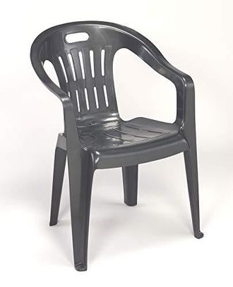 Dmora Gartenst&uuml;hle Bisceglie, Gartensitz, F&uuml;r drinnen und drau&szlig;en, Mit Armlehnen und stapelbar, Made in Italy, 56x55 h78 cm, Anthrazit