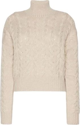 Max Mara Pull &agrave; col roul&eacute; en maille torsad&eacute;e - Femme - Pulls - Beige - Taille: 42 FR