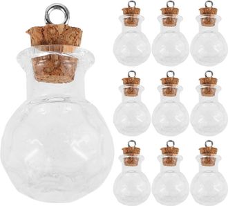 Amosfun Mini Glasflaschen Set 10 St&uuml;Ck Mit Korkstopfen F&uuml;R Diy Miniatur Welt Modell Wunschflaschen Puppenhaus Deko Und Schmuck Basteln Kleine Glasfl&auml;Schchen T