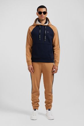 Eden Park Sweatshirt &Agrave; Capuche En Molleton Marine Et Camel Cordons De Serrage Sigl&eacute;s Coupe Relaxed