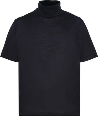 low brand turtleneck short-sleeve sweater - Blau